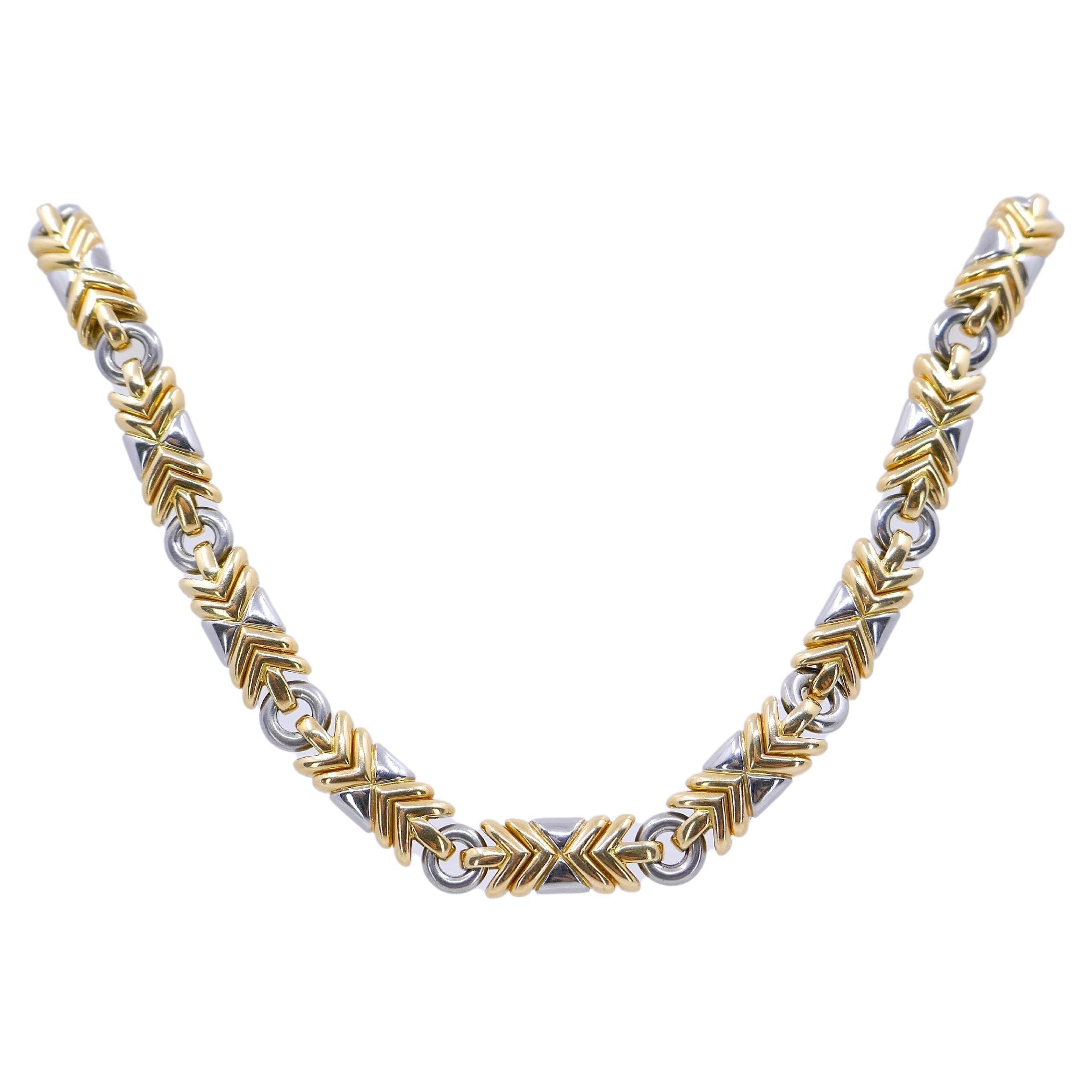 Bvlgari Trika Necklace Two-tone White and Yellow 18k Gold For Sale at ...