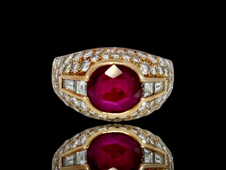 Bvlgari Trombino 18kt Yellow Gold Ring 2.09ct Ruby and Diamonds With ...