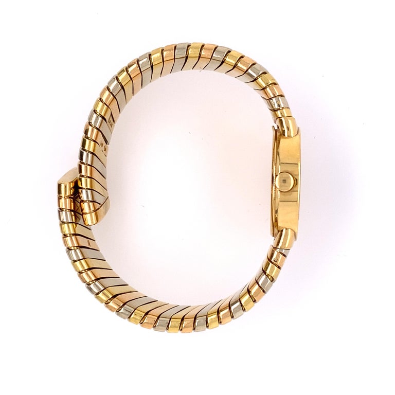 Bvlgari Tubogas Tri-Color Gold Bracelet Watch For Sale at 1stDibs