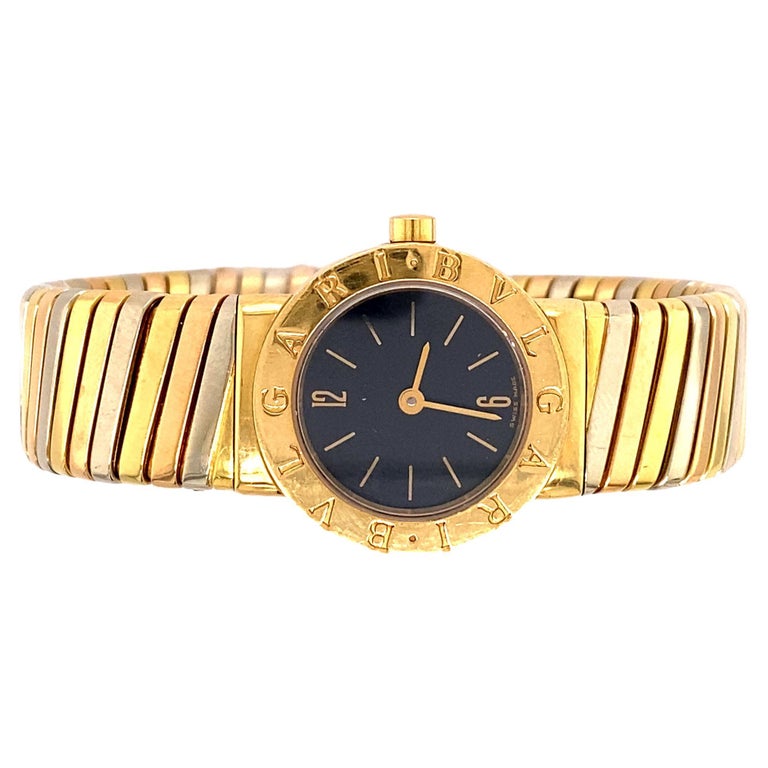 Bvlgari Tubogas Tri-Color Gold Bracelet Watch For Sale at 1stDibs
