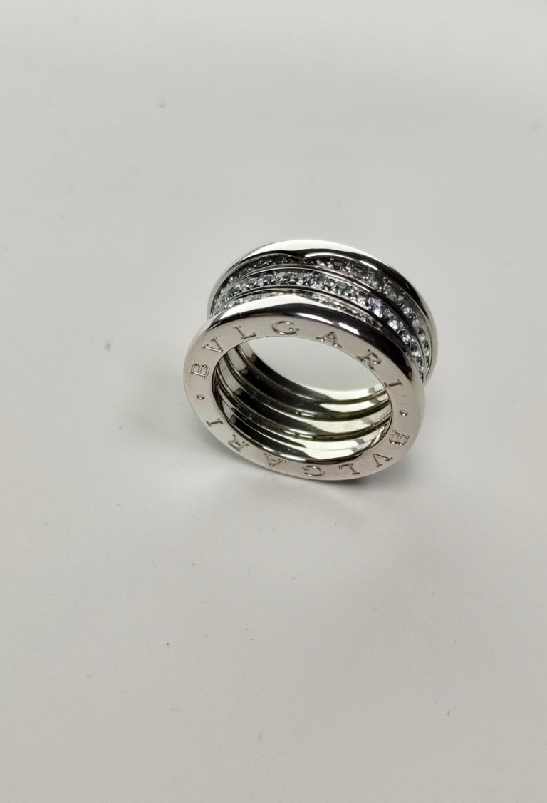 Bvlgari White Gold 18k and Aquamarine Stones Bzero Ring For Sale at 1stDibs
