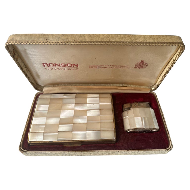 by Appointment To H.R.H - Mother of Pearl Vintage Ronson Smoking Set at ...