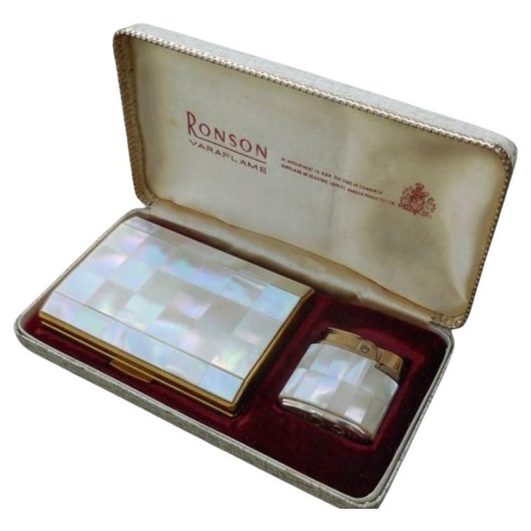 by Appointment To H.R.H - Mother of Pearl Vintage Ronson Smoking Set ...