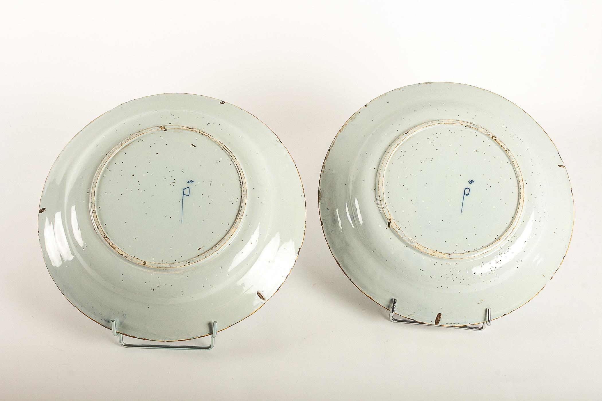 By Ax Porcelain Factory, Mid-18th Century, Pair of Faience Delft Round ...