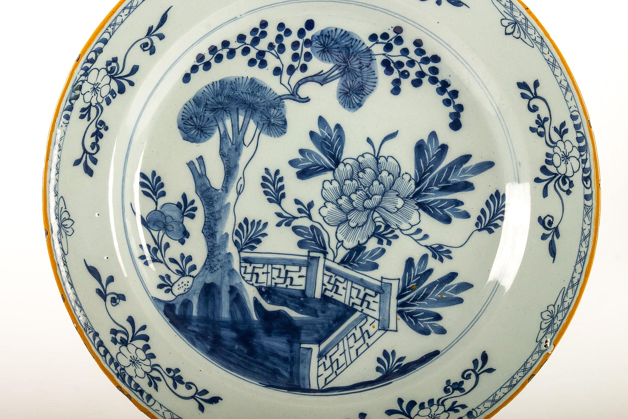 By Ax Porcelain Factory, Mid-18th Century, Pair of Faience Delft Round ...