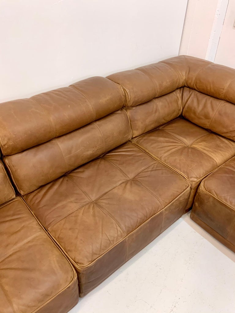 by COR 70s Modular Vintage Patinated Patchwork Leather Lounge Sofa in ...