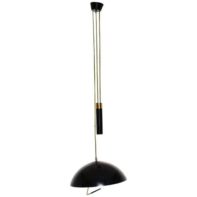 Stilux Milano Modern Black Adjustable Sliding Pendant Lamp 1950s Italy ...