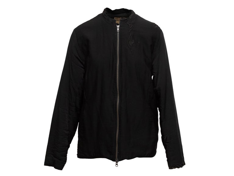 By Walid Black Embroidered Linen Jacket For Sale at 1stDibs