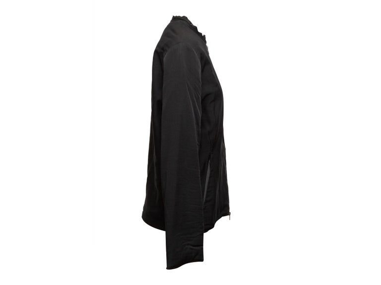 By Walid Black Embroidered Linen Jacket For Sale at 1stDibs
