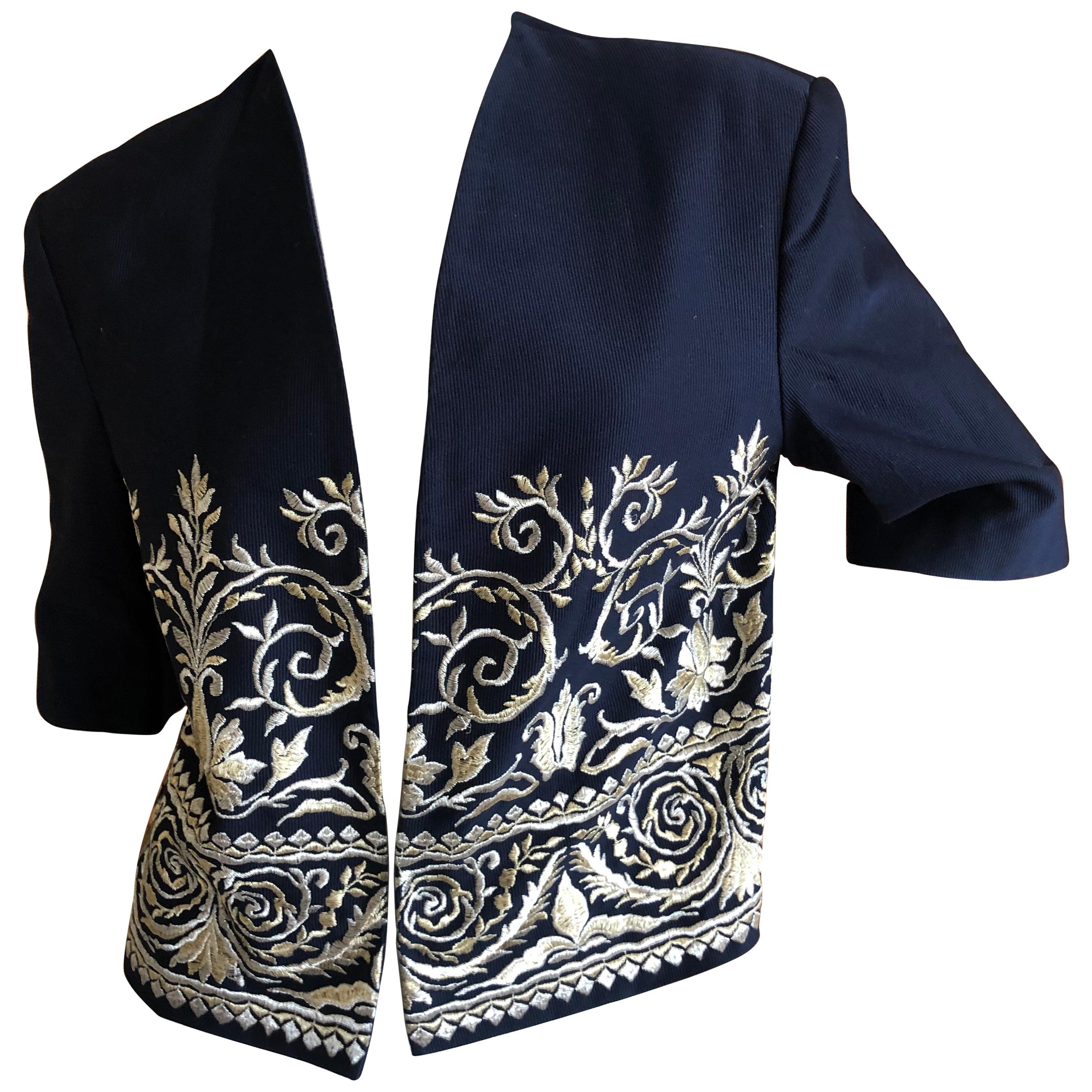 Byblos 1980's Cropped Jacket by Gianni Versace with Metallic Baroque ...