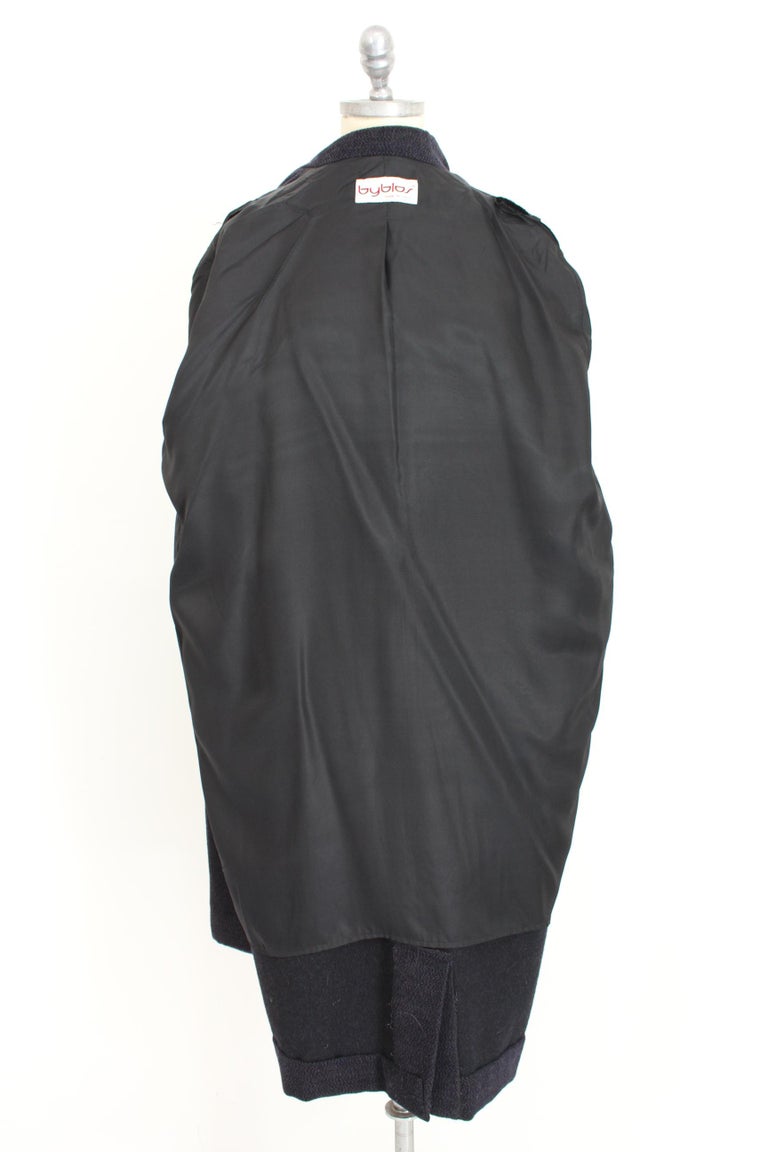 Byblos Blue Cashmere Wool Double Breasted Large Coat at 1stDibs