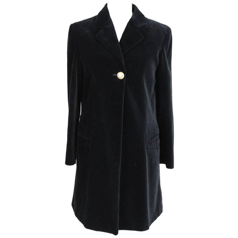 Byblos Cape Poncho Black Velvety Cotton Italian Coat, 1980s For Sale at ...