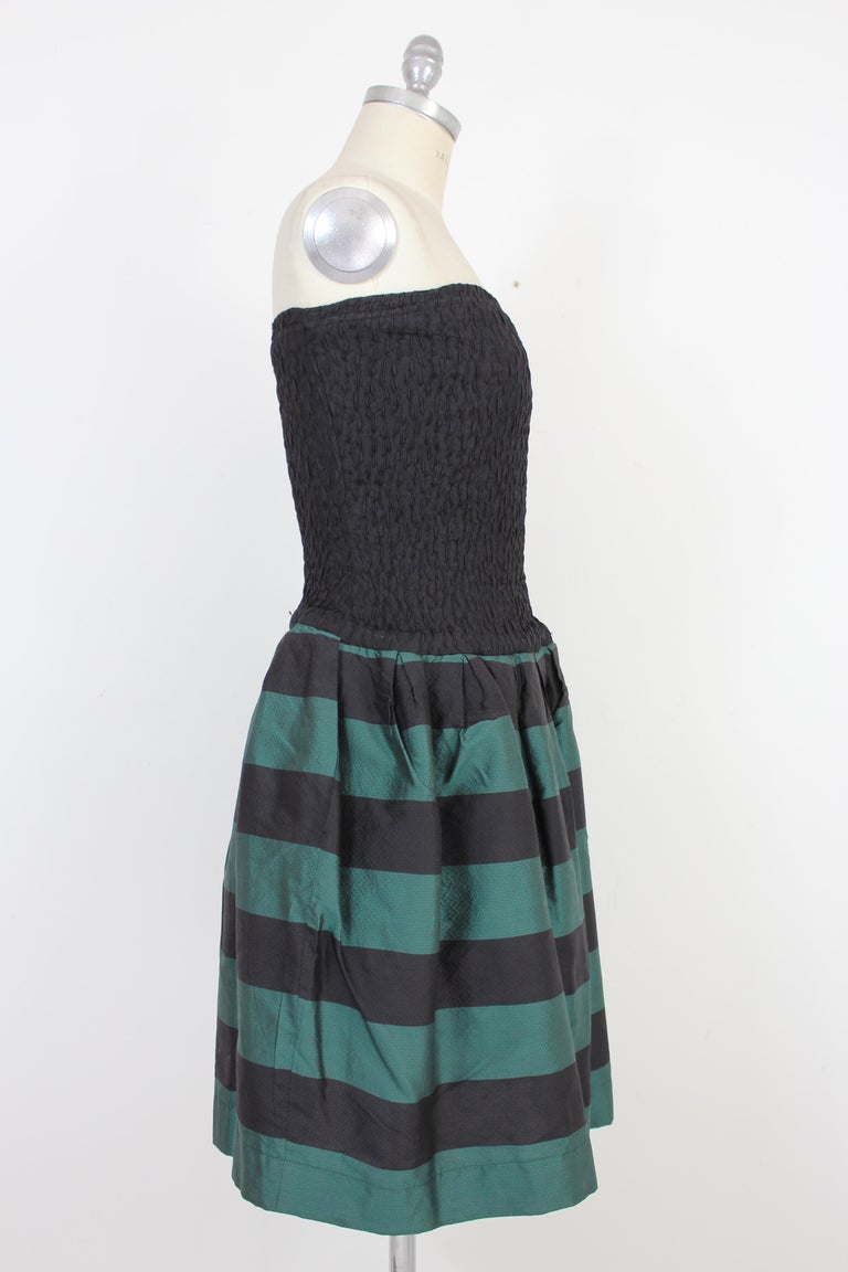 Byblos Green Black Silk Short Rockabilly Dress For Sale at 1stDibs