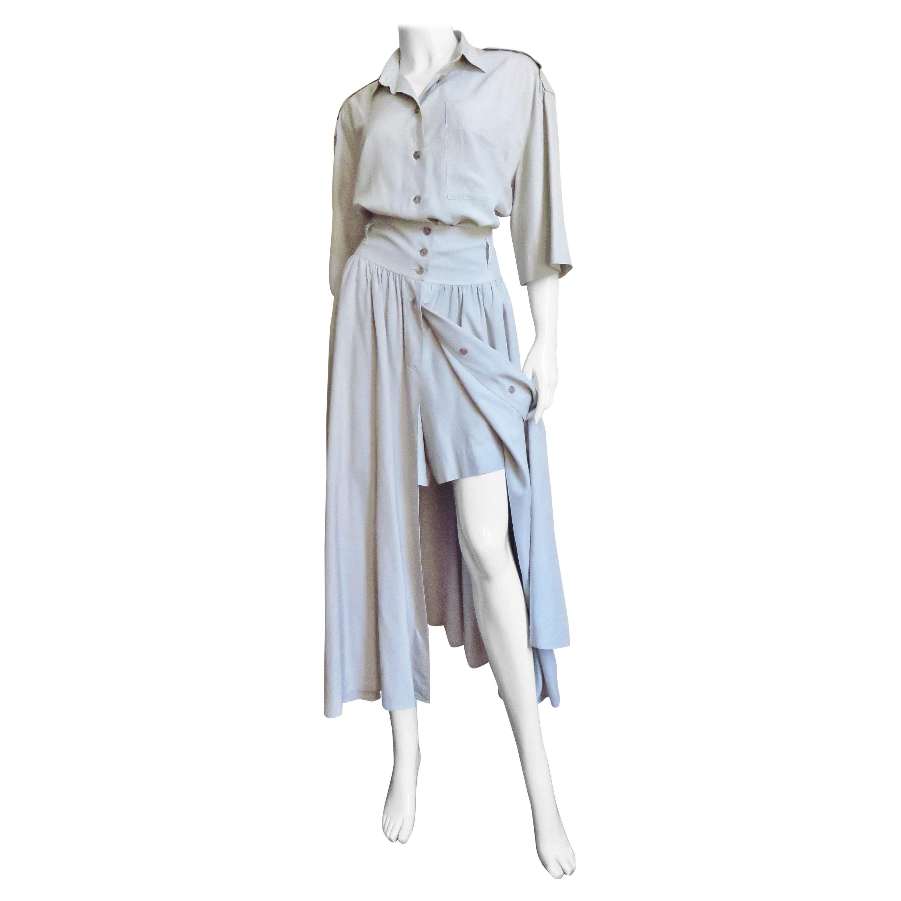 1990s Byblos Vintage Olive Green Asymmetric Ruched Stretch Linen Pencil ...