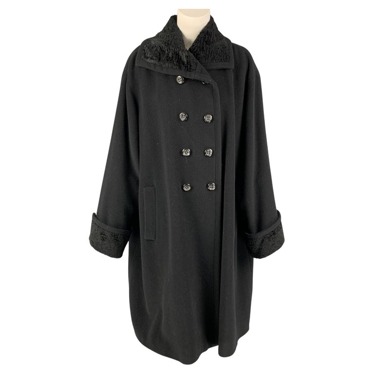 BYBLOS Size 4 Black Wool Double Breasted Coat For Sale at 1stDibs
