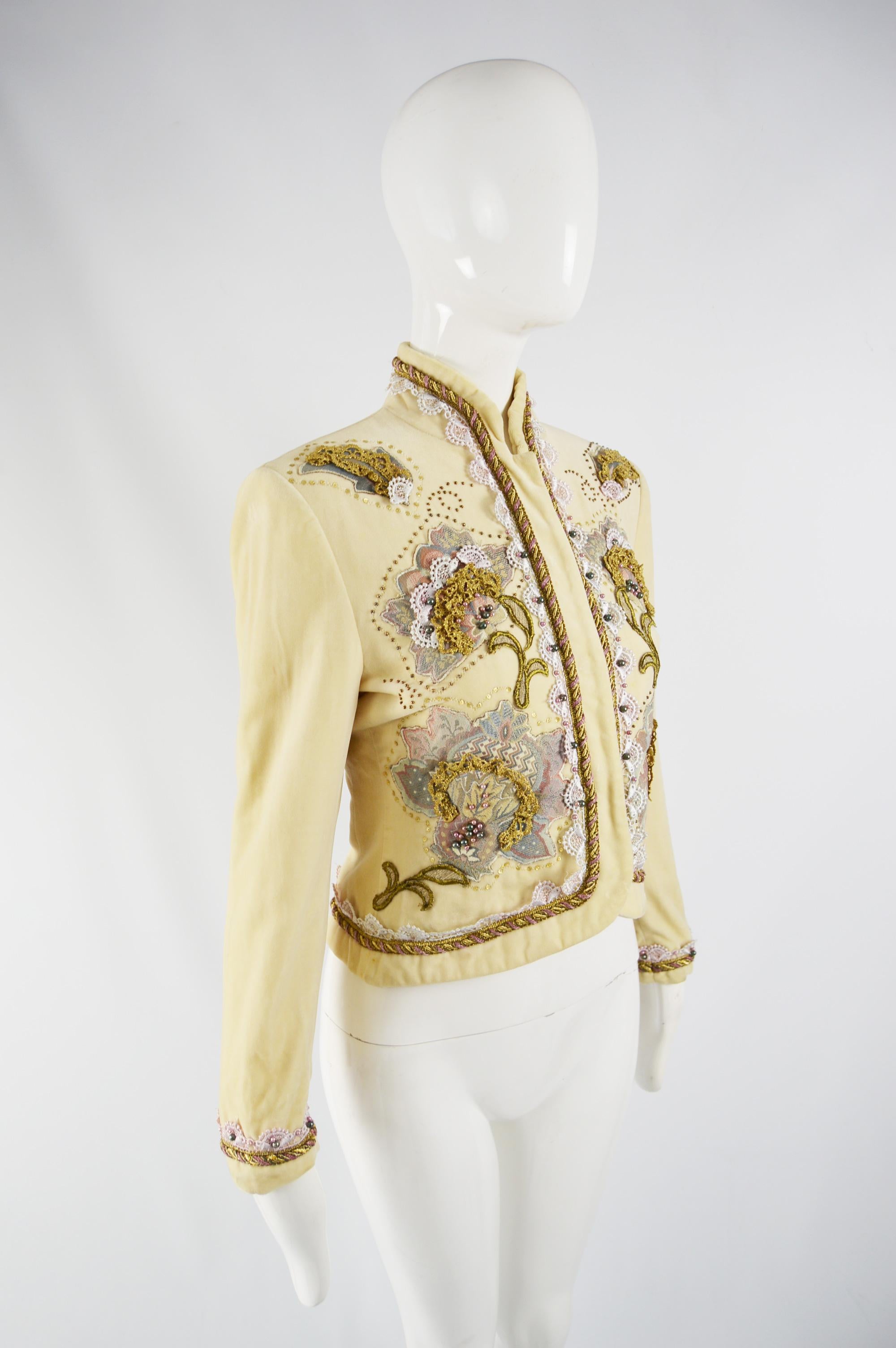 Byblos Vintage Beaded Embroidered Velvet Jacket For Sale at 1stDibs ...