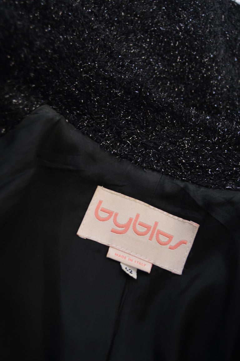 Byblos Vintage Womens Black Sparkly Fuzzy Fabric Party Jacket, 1980s ...