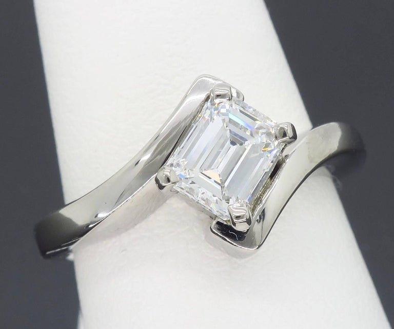 Bypass Emerald Cut Diamond Ring at 1stDibs