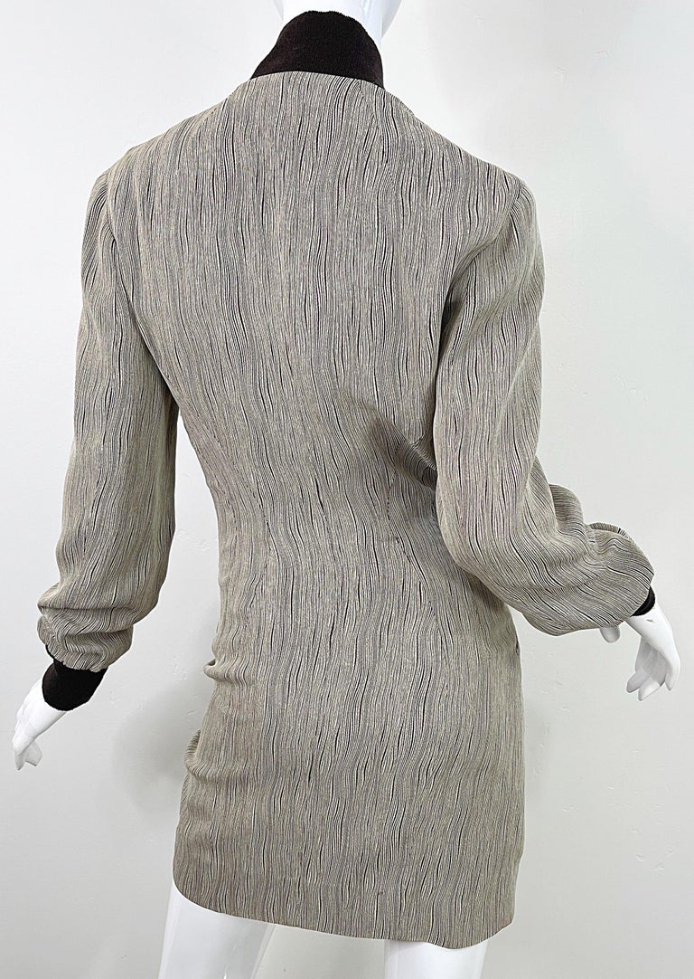 Byron Lars 1990s Tan Brown Avant Garde Zipper Rayon Vintage 90s Mini ...