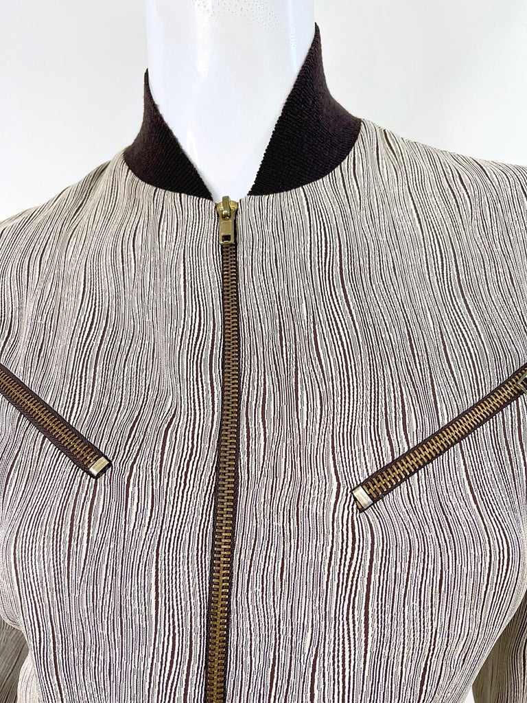 Byron Lars 1990s Tan Brown Avant Garde Zip Rayon Vintage 90s Mini Dress ...