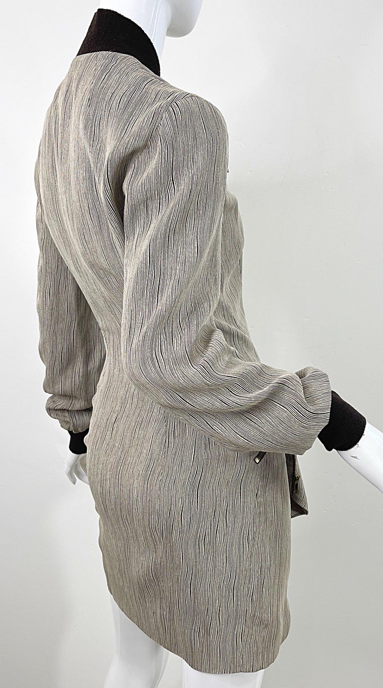 Byron Lars 1990s Tan Brown Avant Garde Zipper Rayon Vintage 90s Mini ...