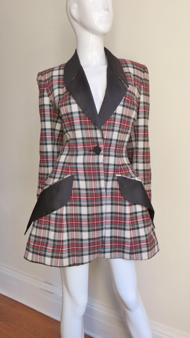 Byron Lars New Flare Plaid Jacket 1990s at 1stDibs