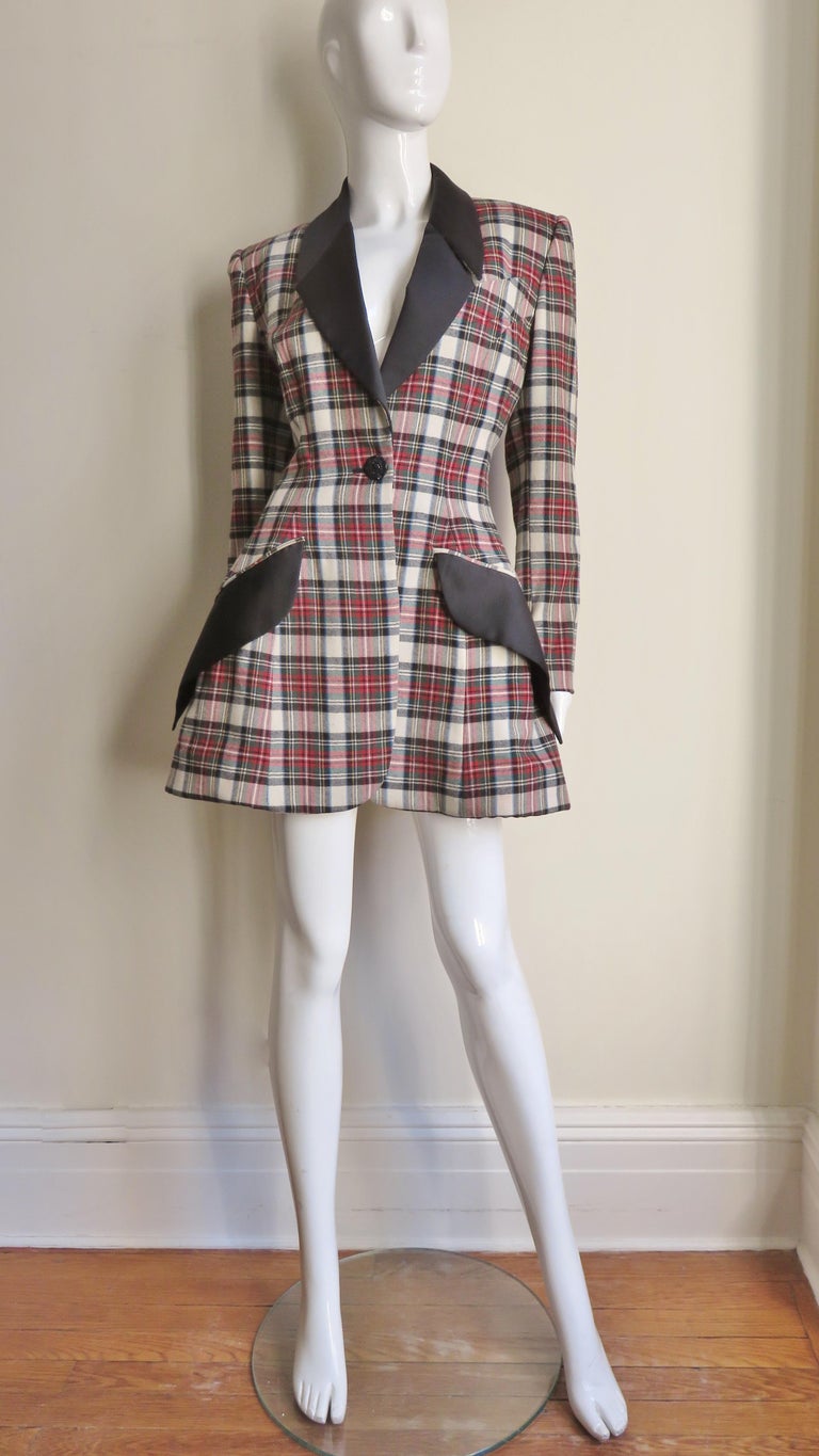 Byron Lars New Flare Plaid Jacket 1990s at 1stDibs