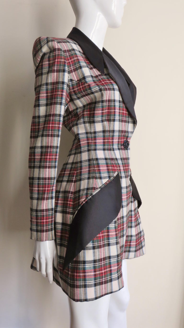 Byron Lars New Flare Plaid Jacket 1990s at 1stDibs