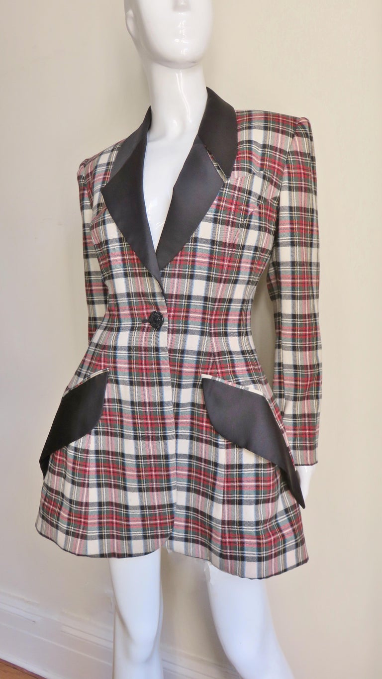 Byron Lars New Flare Plaid Jacket 1990s at 1stDibs