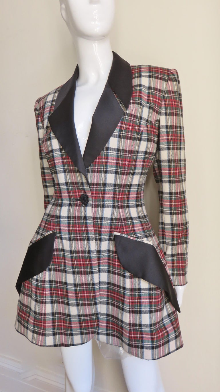 Byron Lars New Flare Plaid Jacket 1990s at 1stDibs
