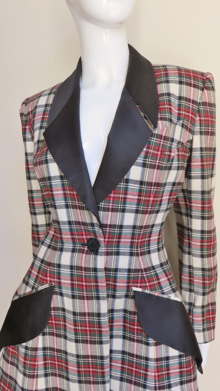 Byron Lars New Flare Plaid Jacket 1990s at 1stDibs