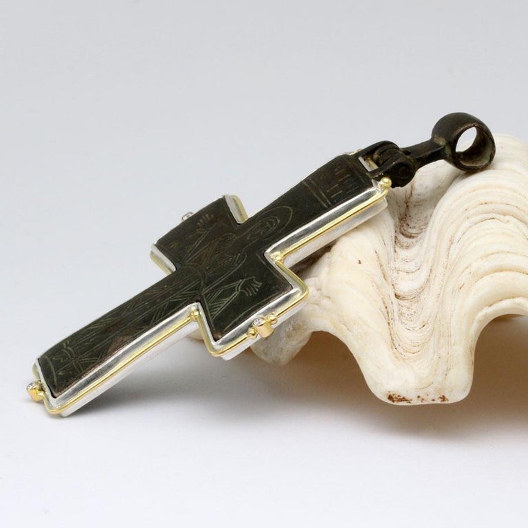 Grande croix de relique byzantine du 8-11e siècle en bronze, diamants ...