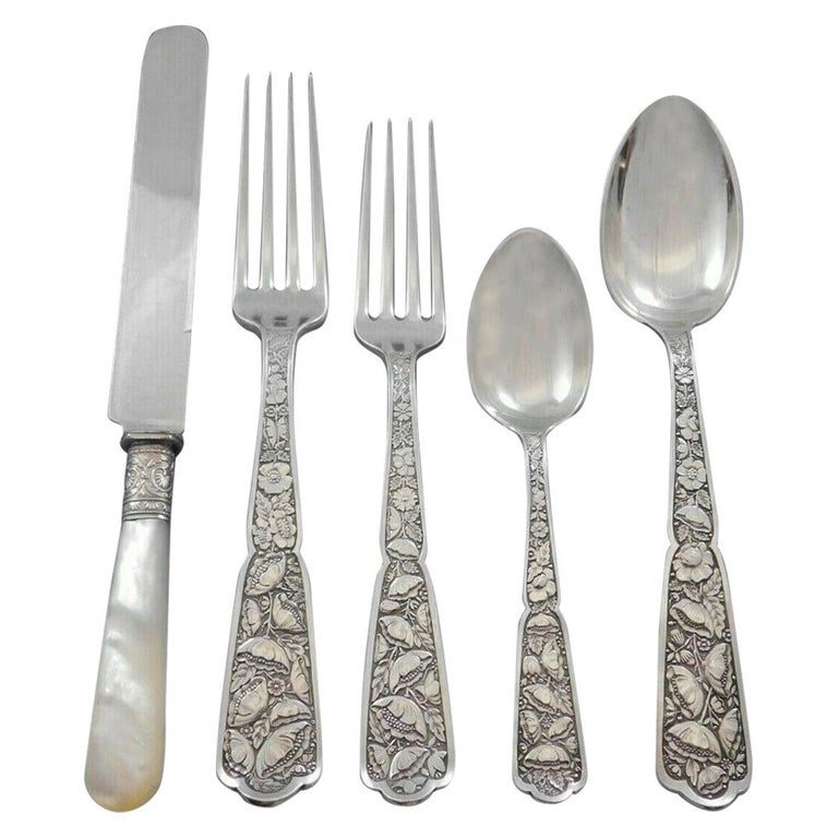 Byzantine by Wood and Hughes Sterling Silver Flatware Set 12 Service 60 ...