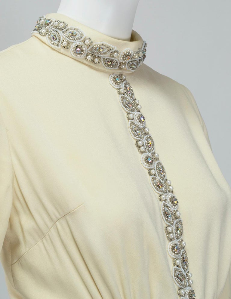 Byzantine Cream Jeweled Silk Modesty-Dressing Panel Skirt Wedding Gown ...