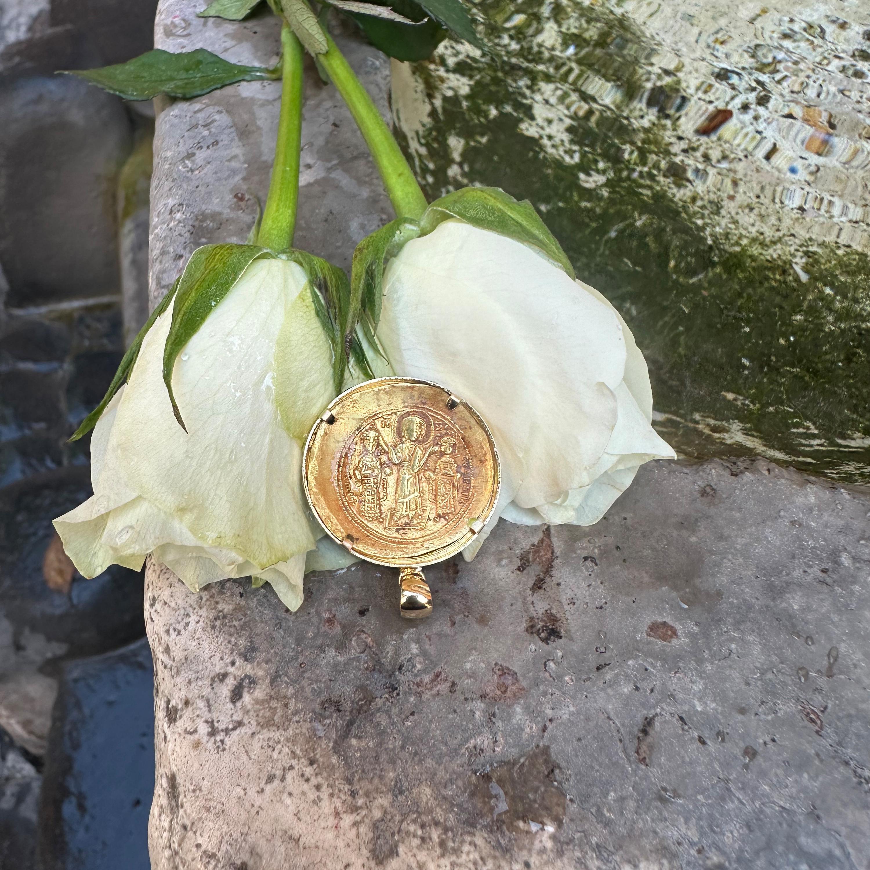 Byzantine Gold Coin Pendant: Michael, Constantius, Andronicus. Christ ...