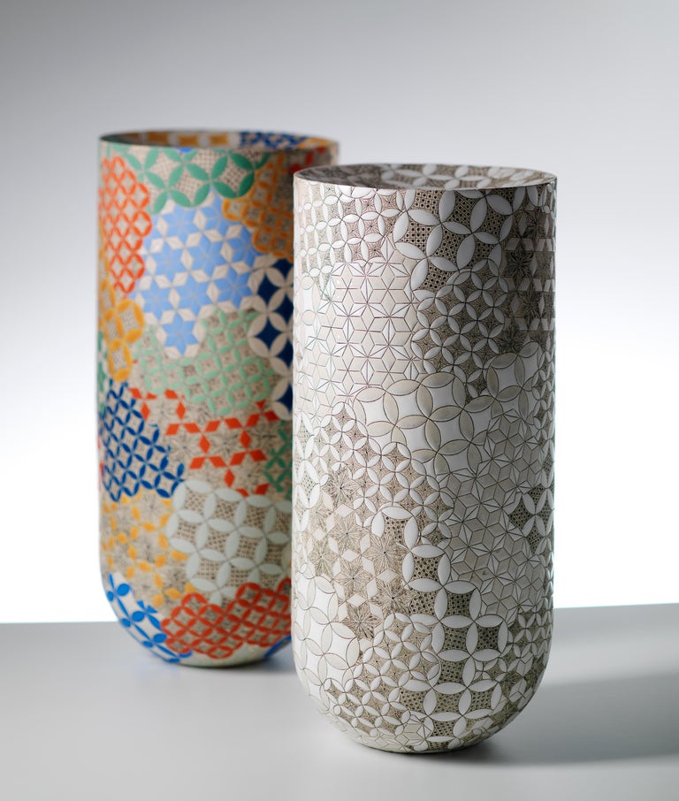 Byzantine No 3, multi-coloured patterned ceramic vase form by Frances ...