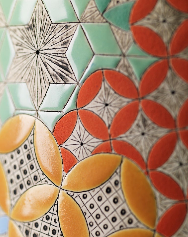 Byzantine No 3, multi-coloured patterned ceramic vase form by Frances ...