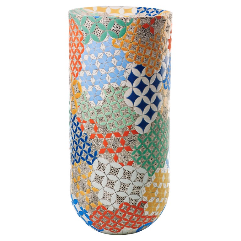 Byzantine No 3, multi-coloured patterned ceramic vase form by Frances ...