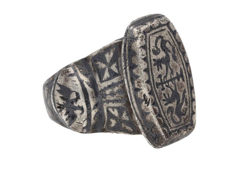 Byzantine Silver and Niello Guilloche Ring, circa 12th-14th Century AD ...