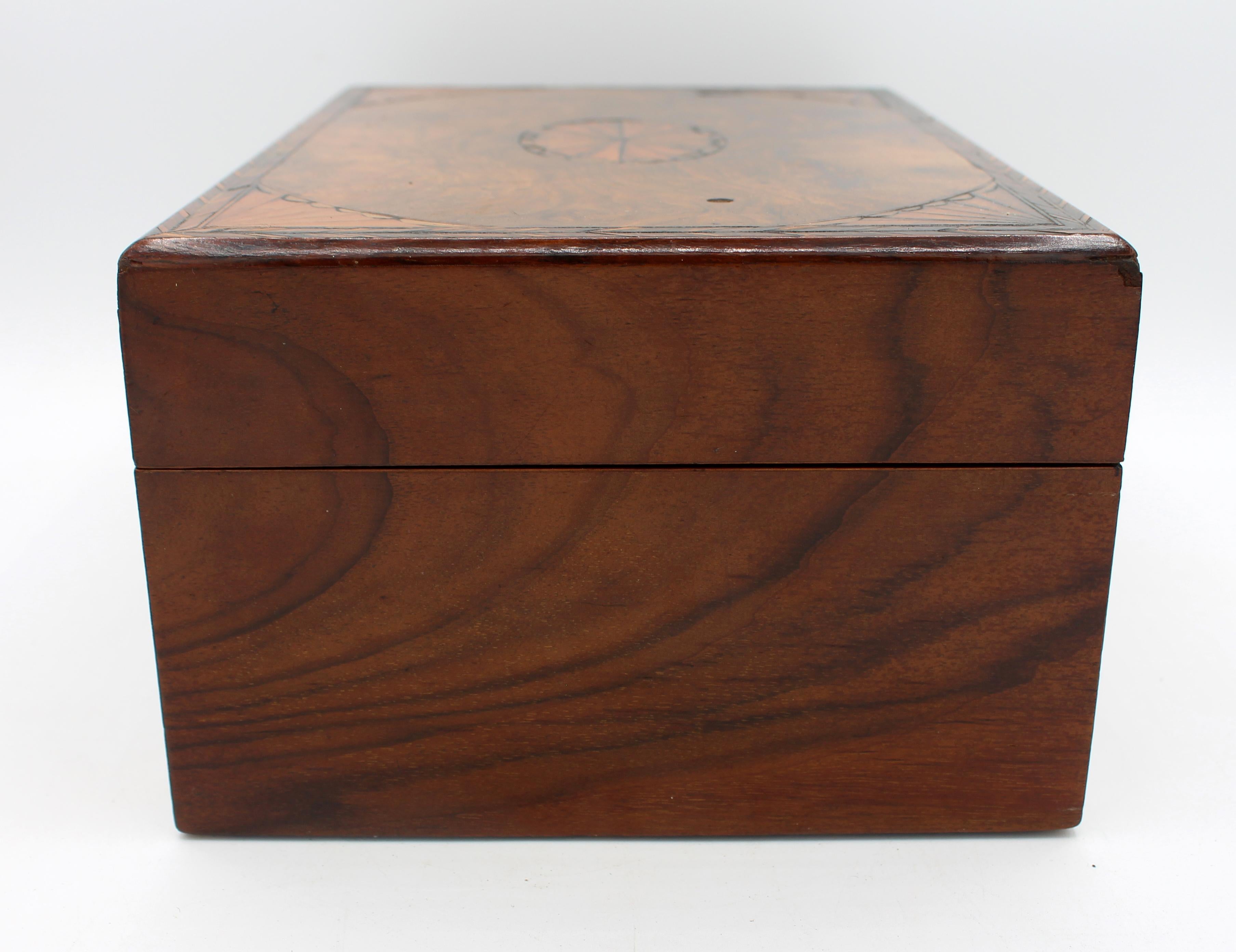 c. 1800 Georgian Burl Wood Inlaid Box For Sale at 1stDibs