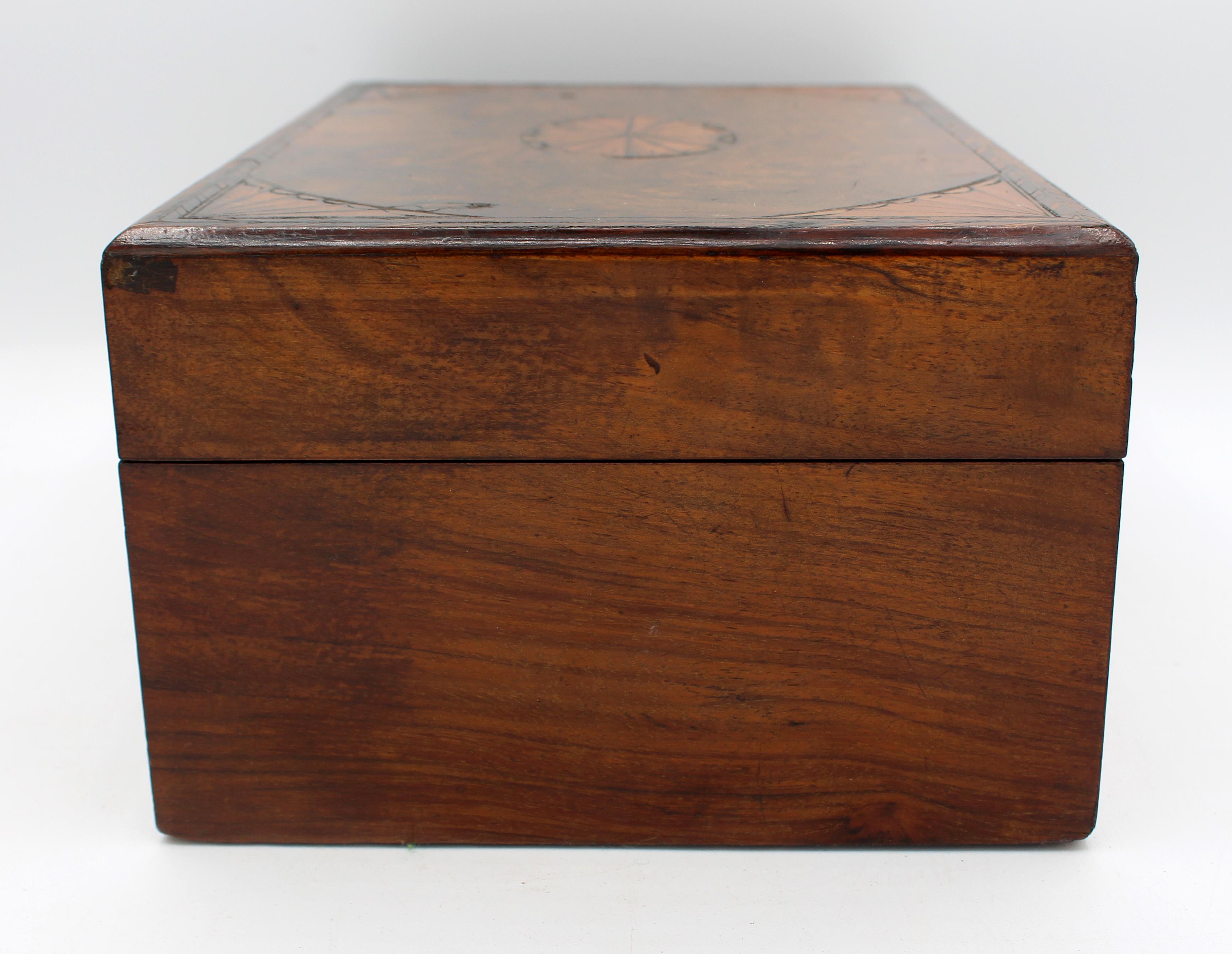 c. 1800 Georgian Burl Wood Inlaid Box For Sale at 1stDibs