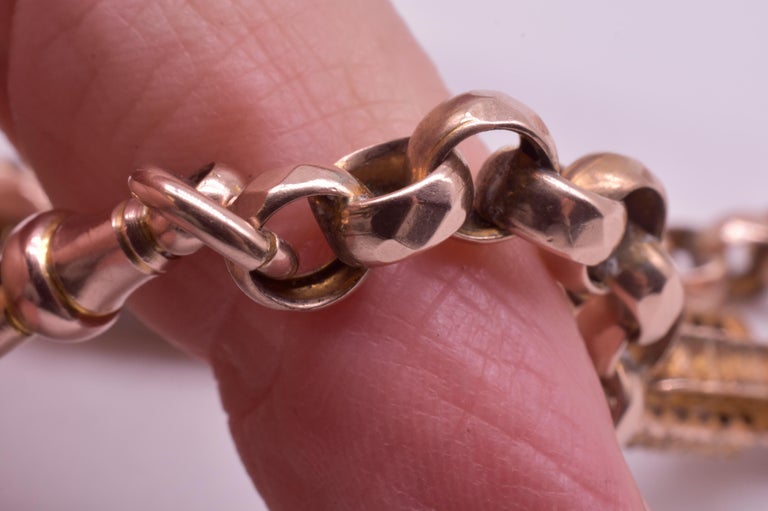 9 Karat Victorian Chunky Multi Link Albert Chain with 2 Dog Tags, 16.5 ...