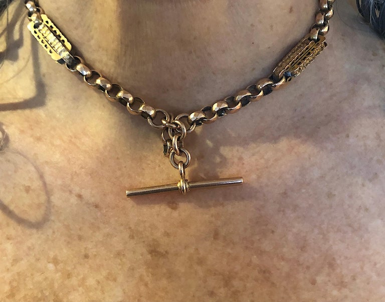 9 Karat Victorian Chunky Multi Link Albert Chain with 2 Dog Tags, 16.5 ...