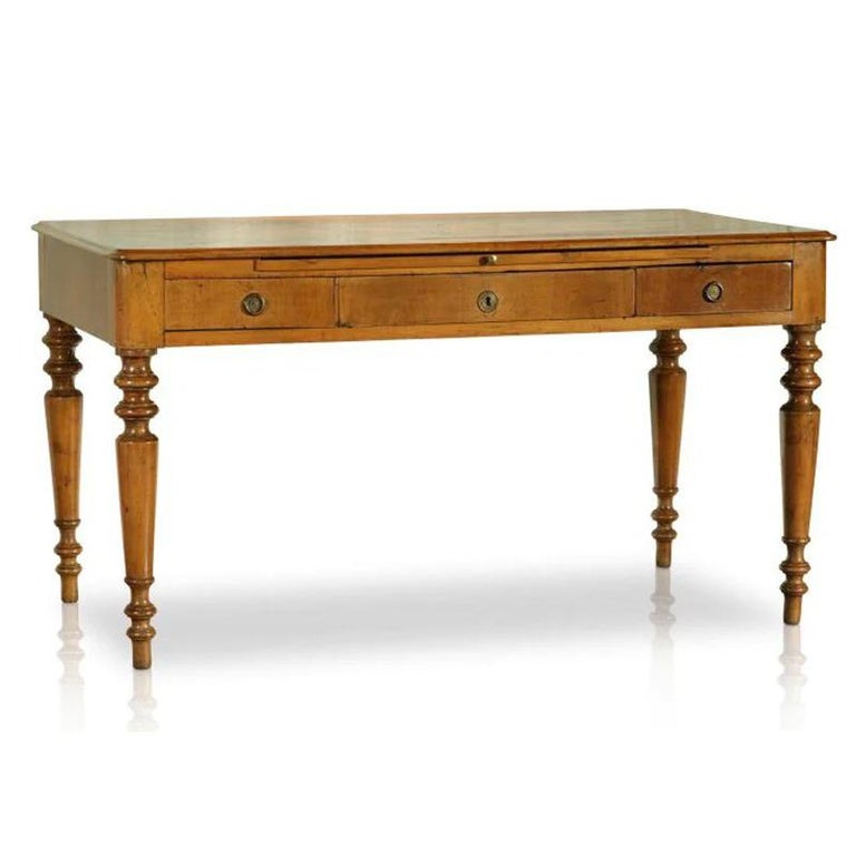 C. 1850 Italian Burl Walnut Writing Desk For Sale at 1stDibs