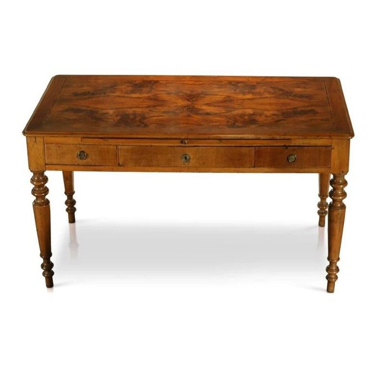 C. 1850 Italian Burl Walnut Writing Desk For Sale at 1stDibs