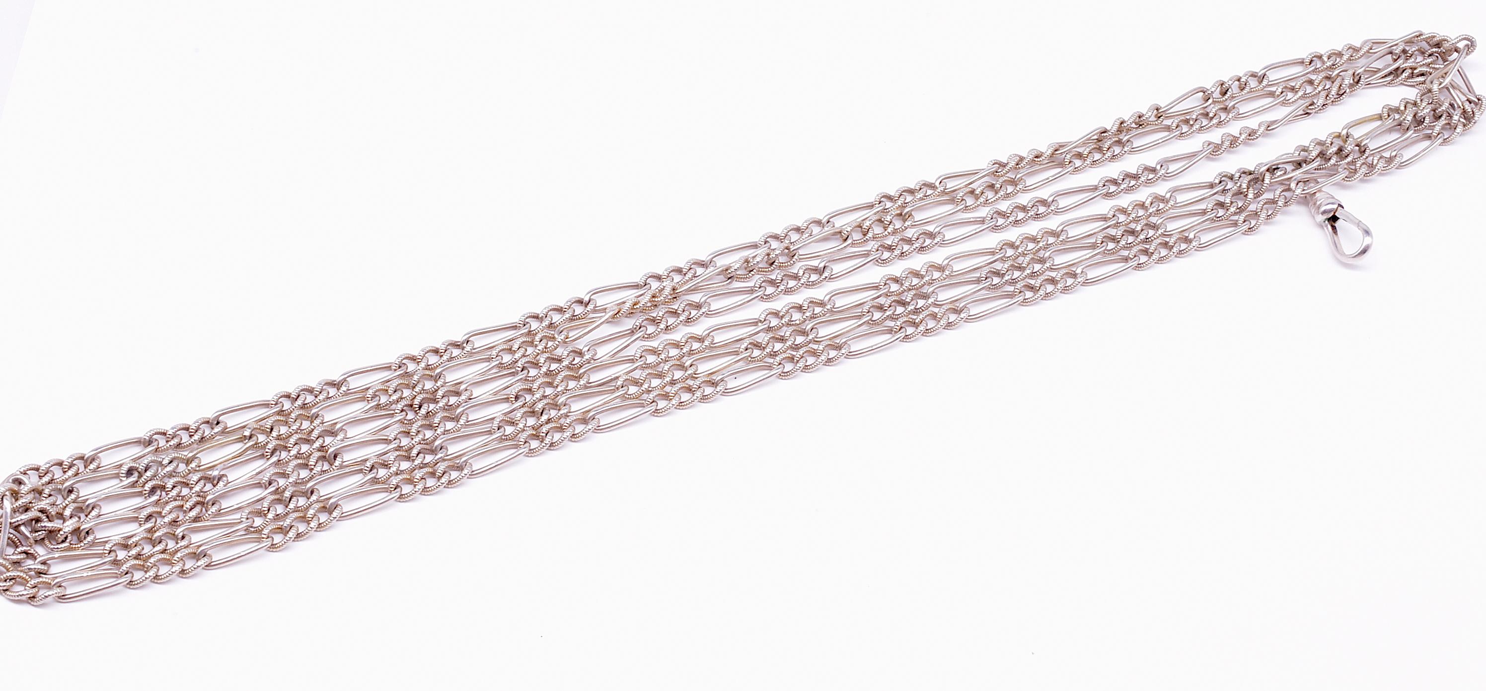 C. 1880 Sterling Silver Fetter Link Watch Chain For Sale at 1stDibs ...