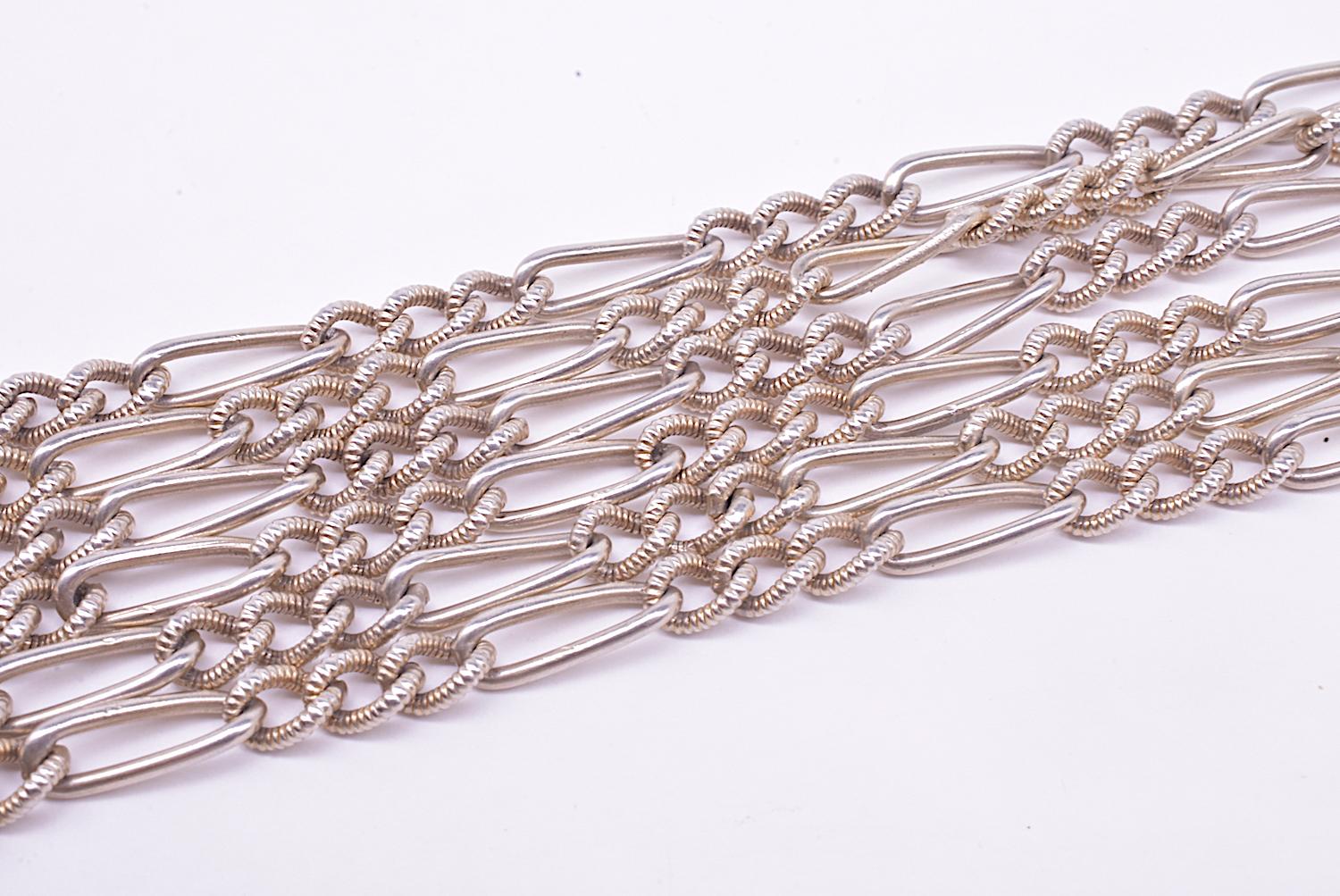 C. 1880 Sterling Silver Fetter Link Watch Chain For Sale at 1stDibs ...