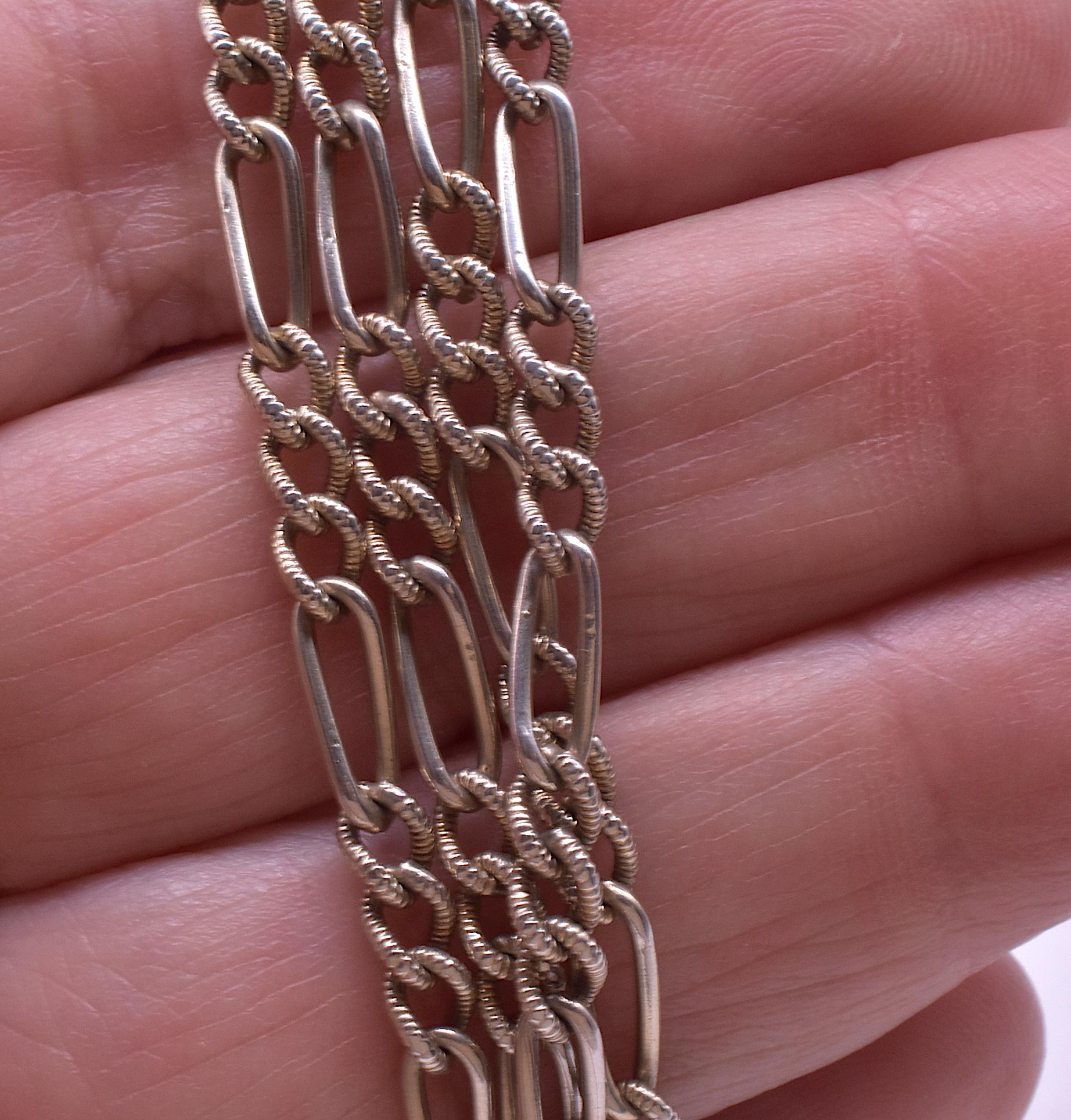 C. 1880 Sterling Silver Fetter Link Watch Chain For Sale at 1stDibs ...
