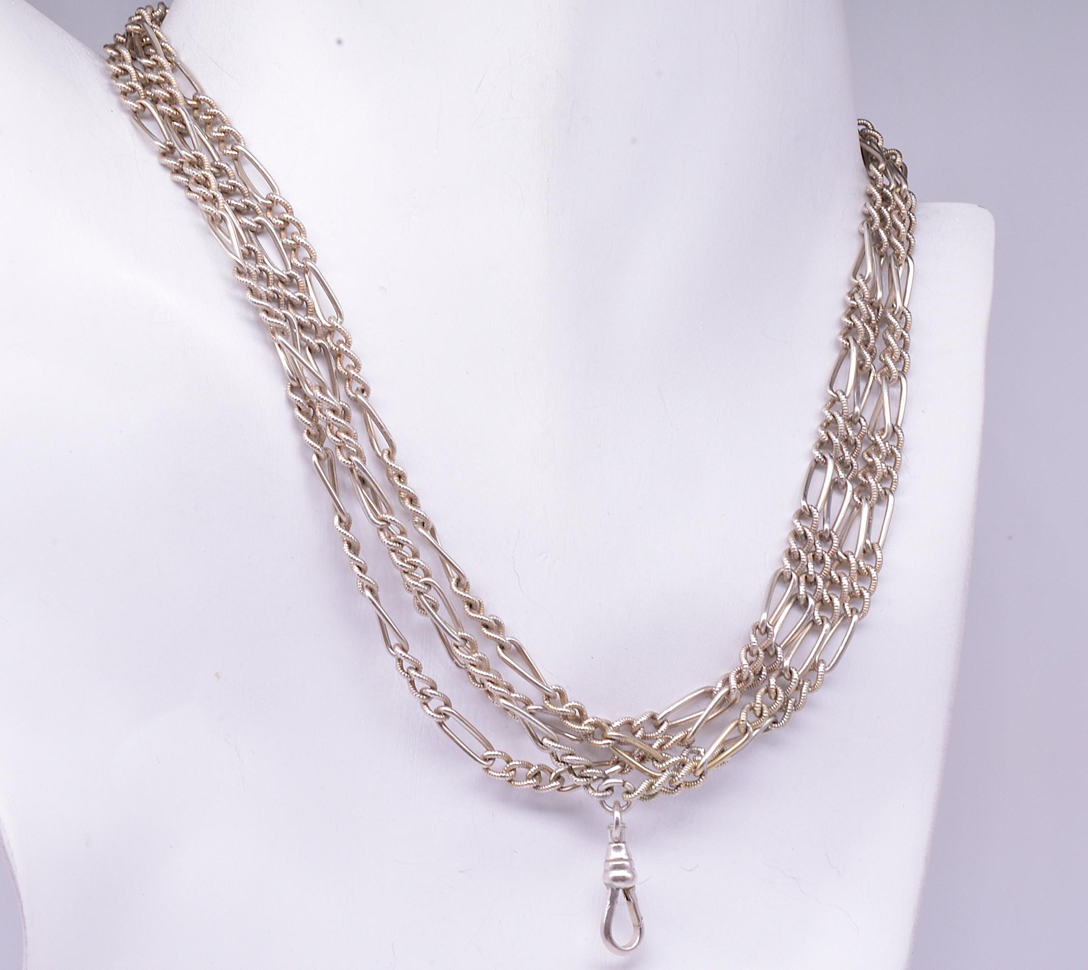 C. 1880 Sterling Silver Fetter Link Watch Chain For Sale at 1stDibs ...