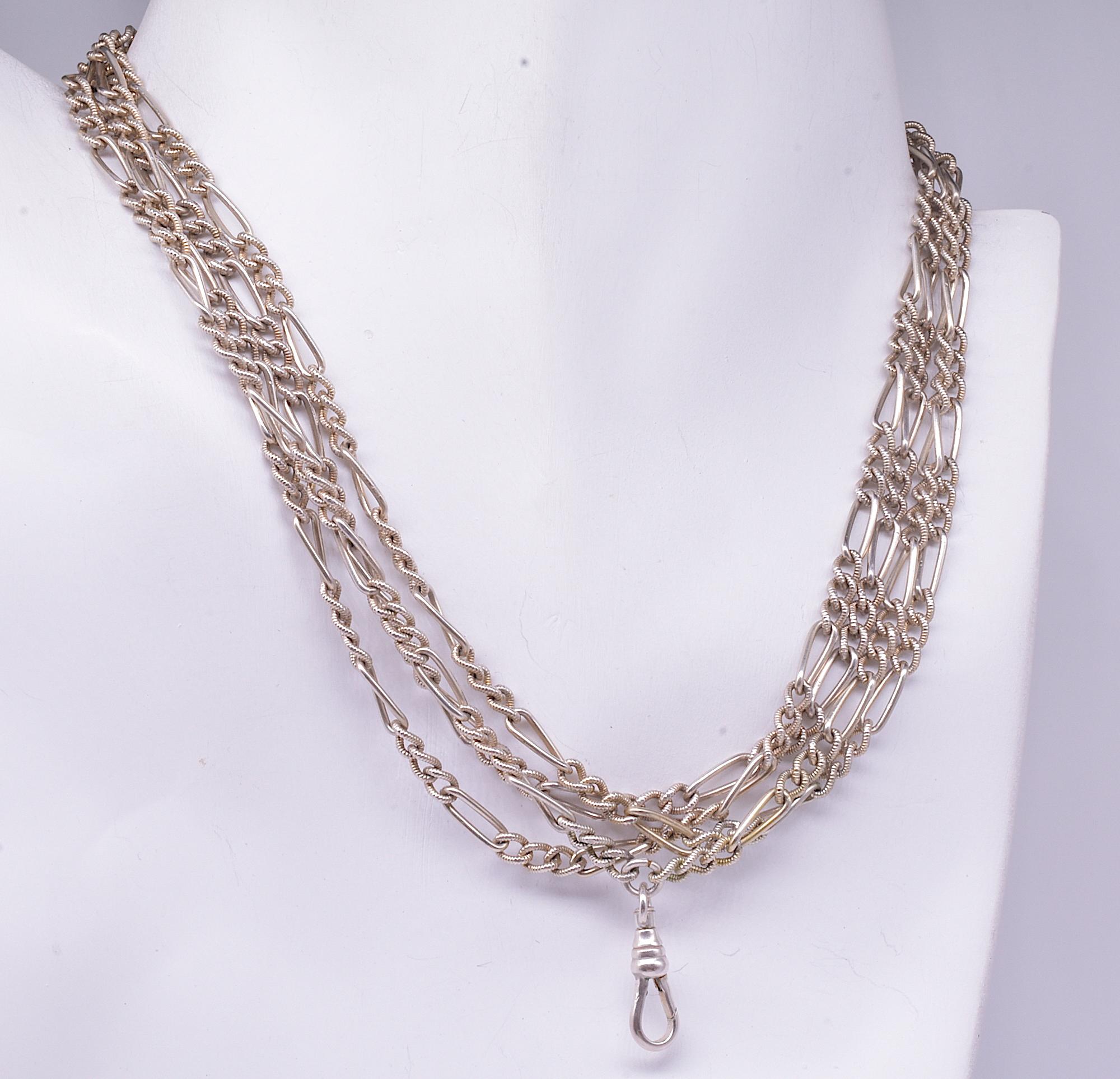 C. 1880 Sterling Silver Fetter Link Watch Chain For Sale at 1stDibs ...
